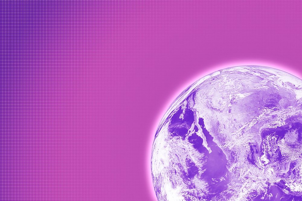 Purple planet earth on a pink | Free PSD - rawpixel