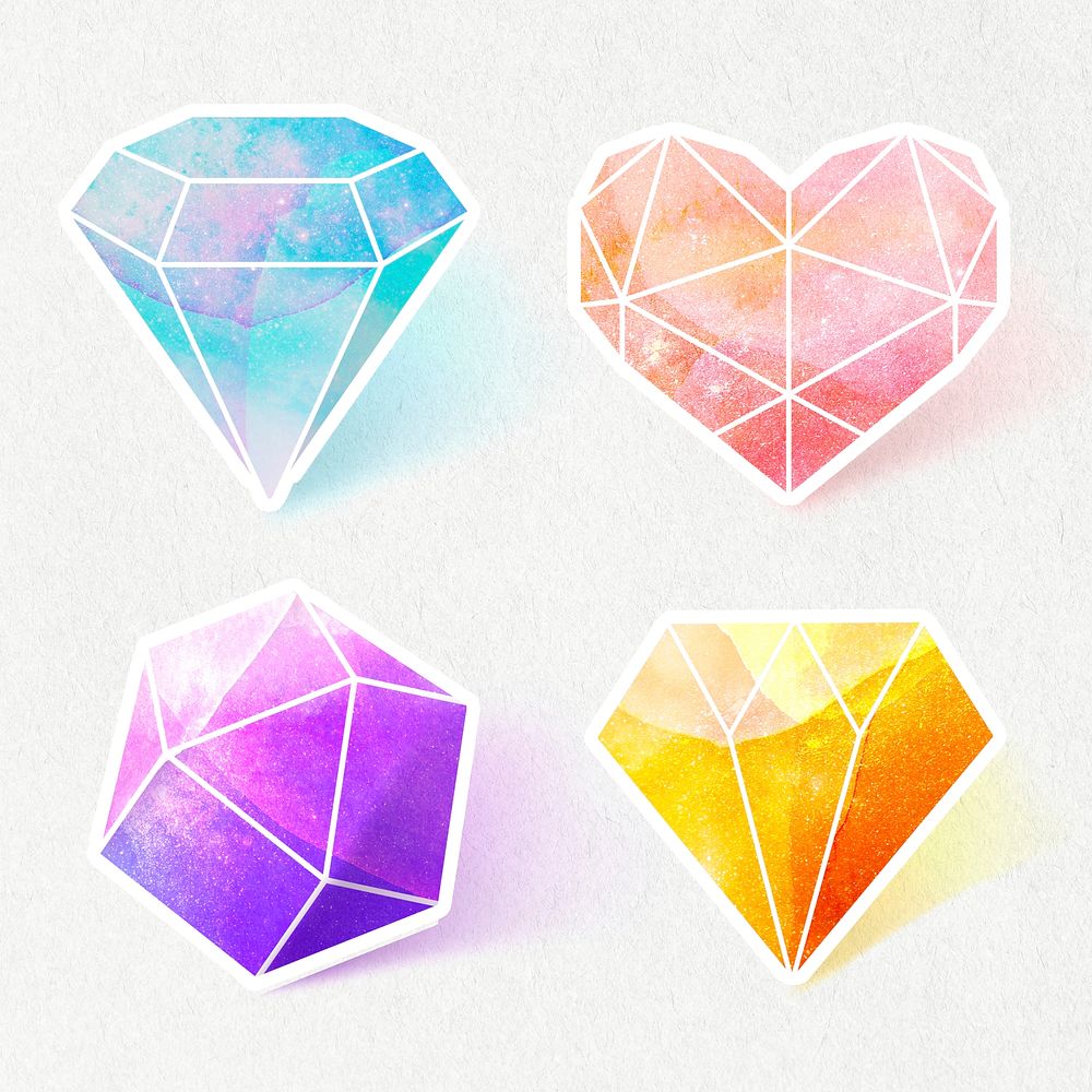 Colorful crystal sticker design element | Premium PSD - rawpixel