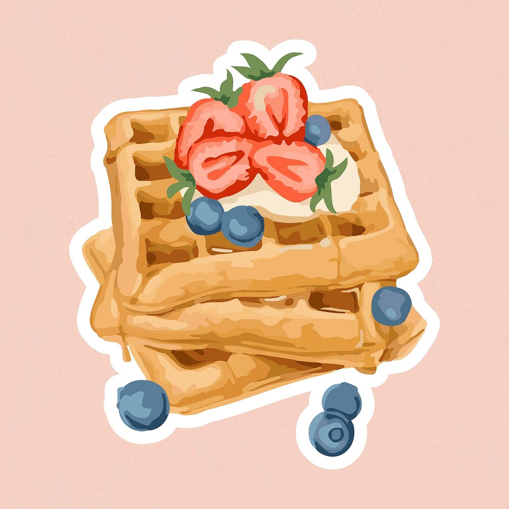 Vectorized waffles topped with berries | Premium Vector - rawpixel