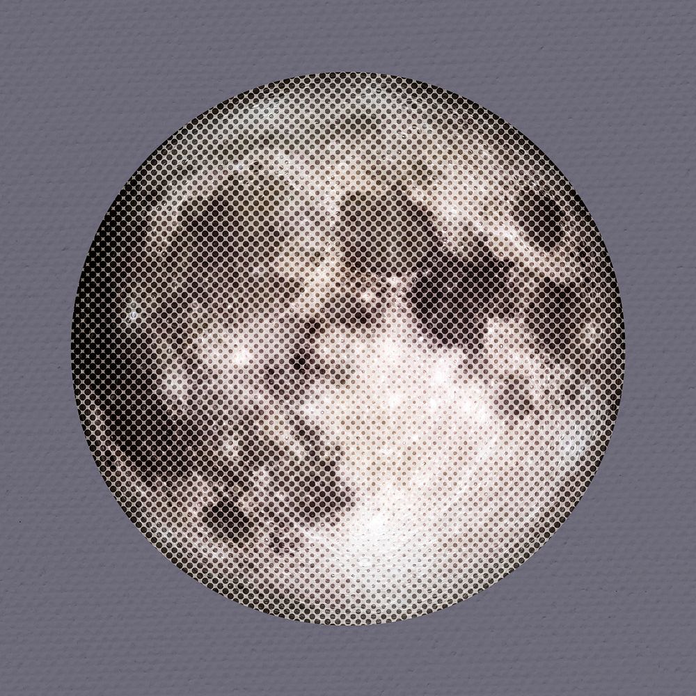 Halftone full moon sticker design | Free PSD - rawpixel