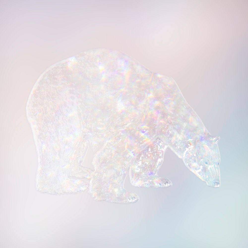 Silvery holographic polar bear design | Premium PSD - rawpixel