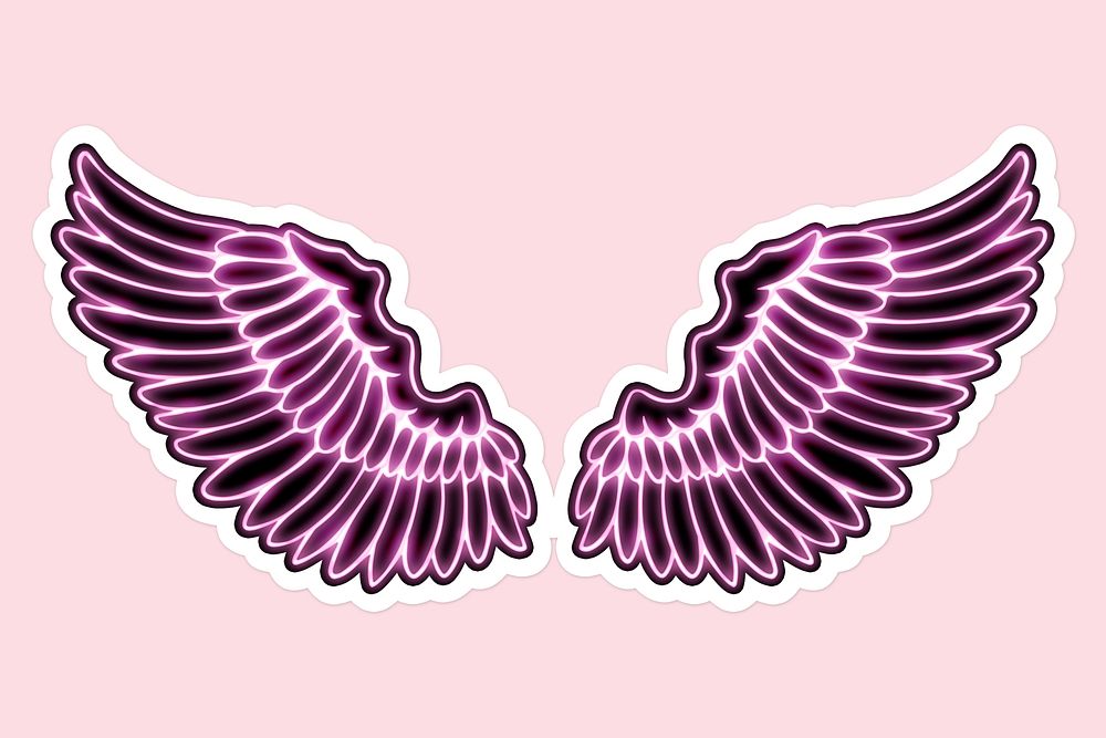 Neon pink wings outline sticker | Premium PSD - rawpixel