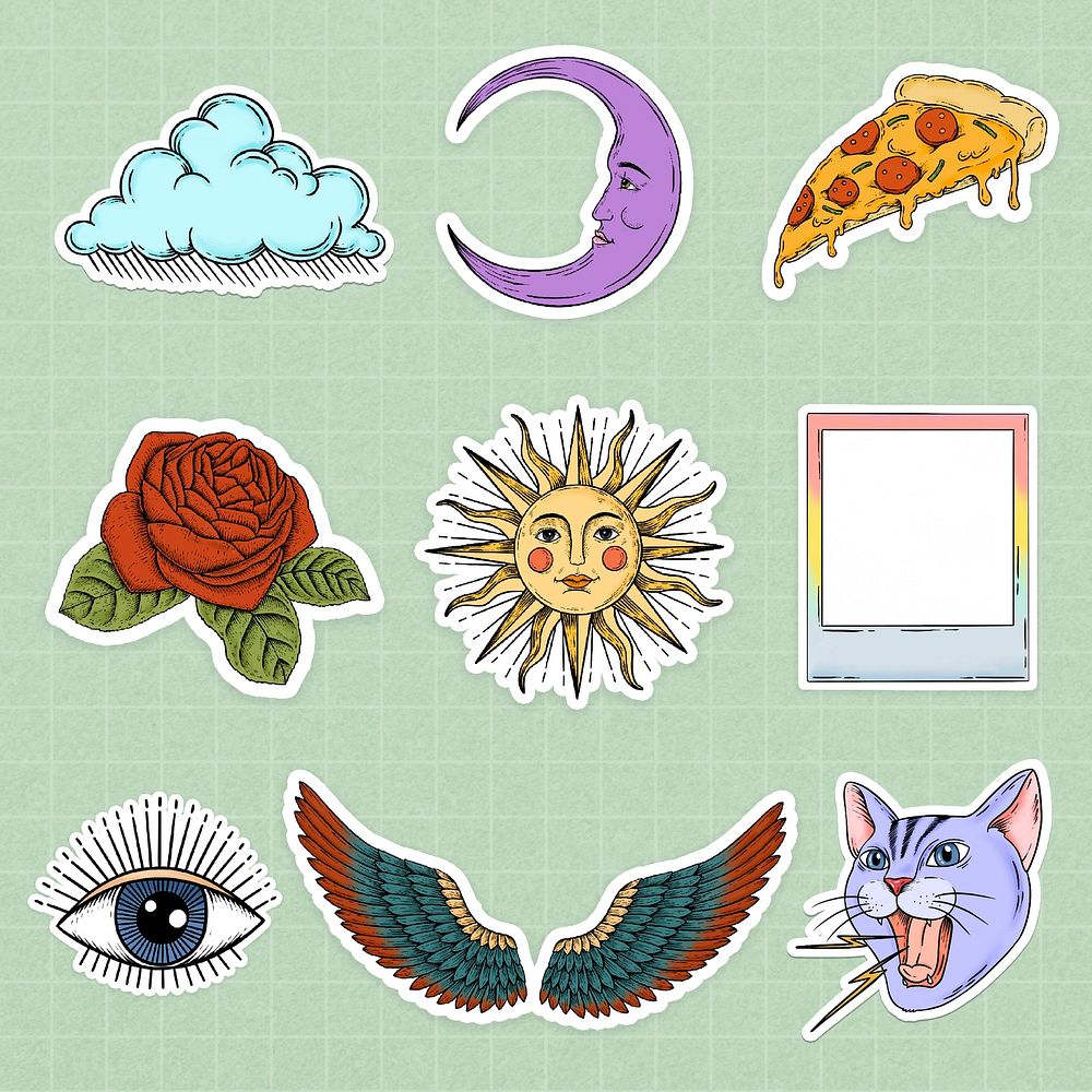 Colorful sticker set design resources | Premium PSD - rawpixel