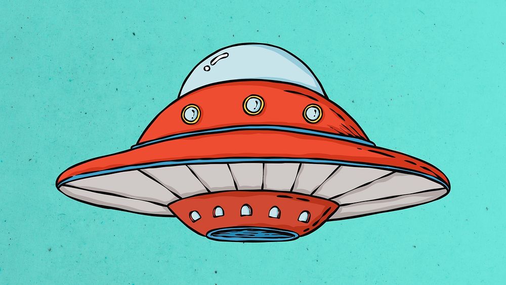 Cool cartoon UFO psd in red | Free PSD Illustration - rawpixel