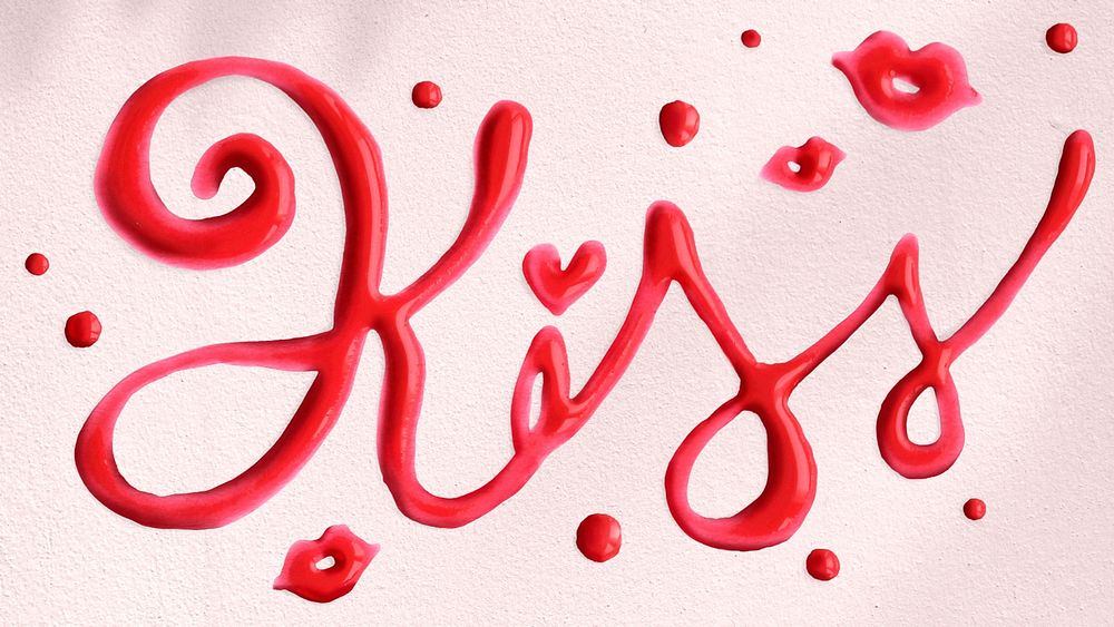 Red cursive Kiss oil paint | Free PSD - rawpixel