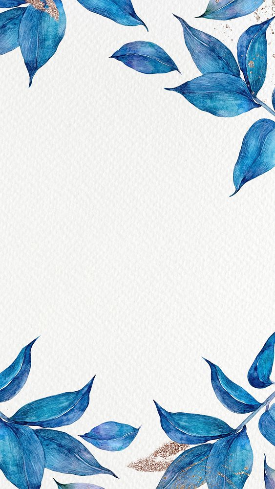 Blue botanical leaf frame in watercolor | Free Photo - rawpixel
