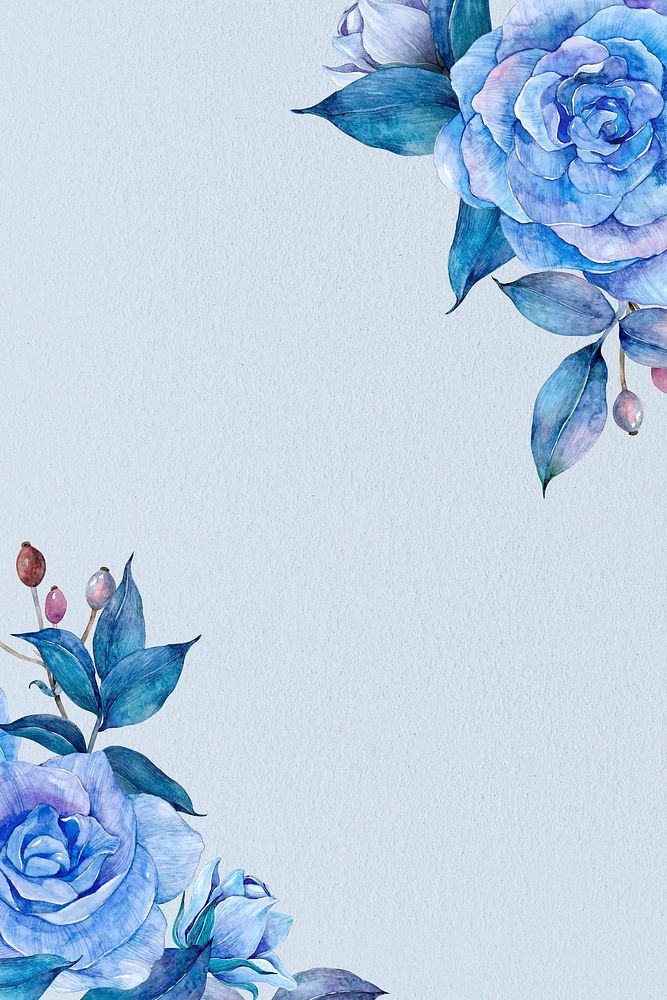 Hand drawn blue rose frame | Free Photo - rawpixel