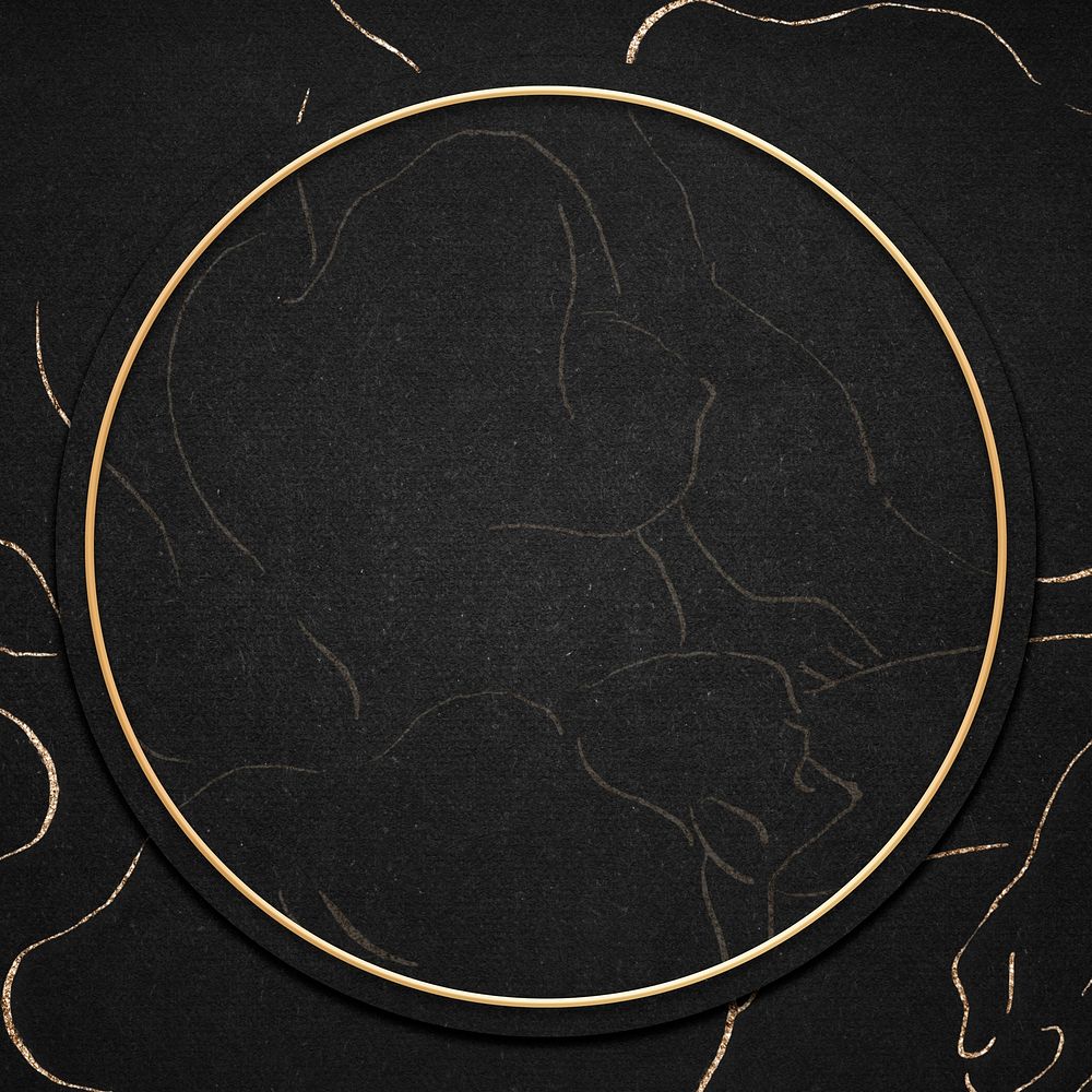 Round gold frame on black | Free PSD - rawpixel