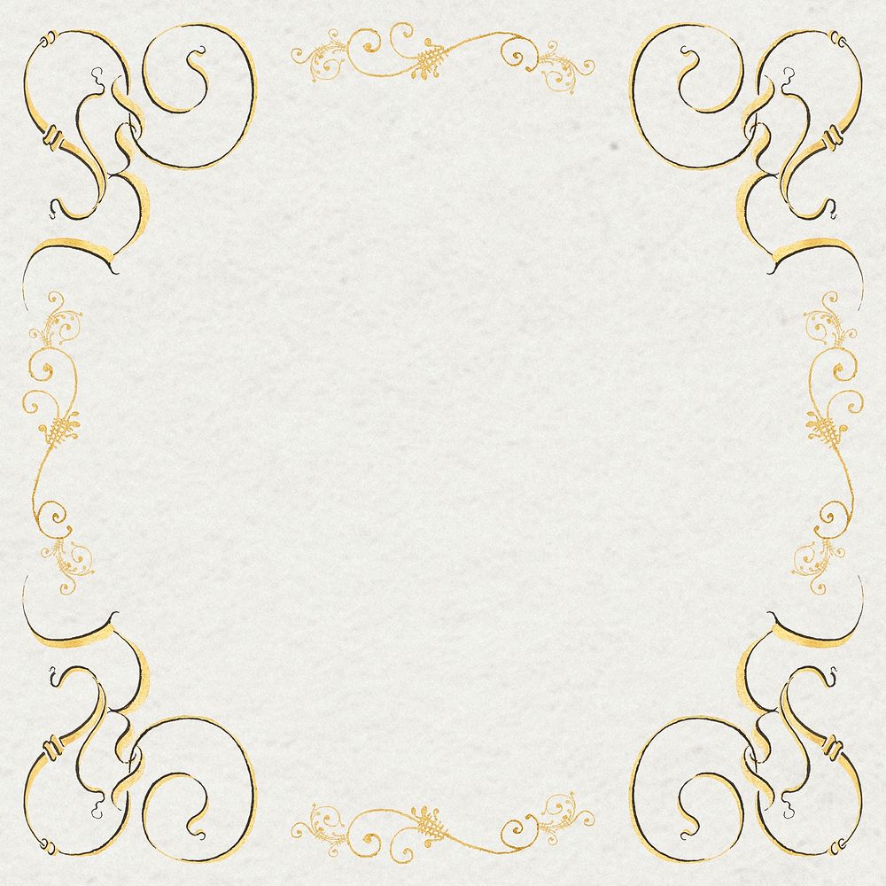 Gold filigree border psd in gold | Premium PSD - rawpixel