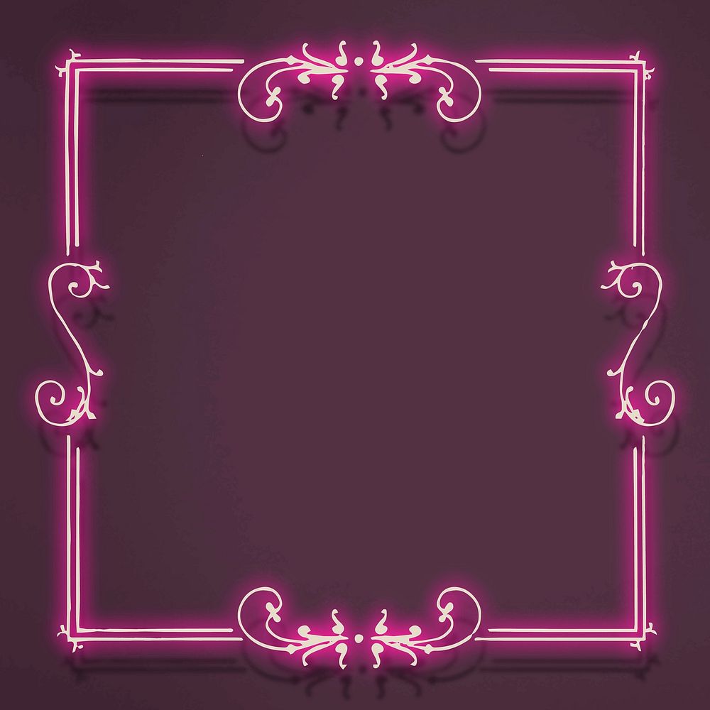 Pink neon filigree frame vector | Premium Vector - rawpixel