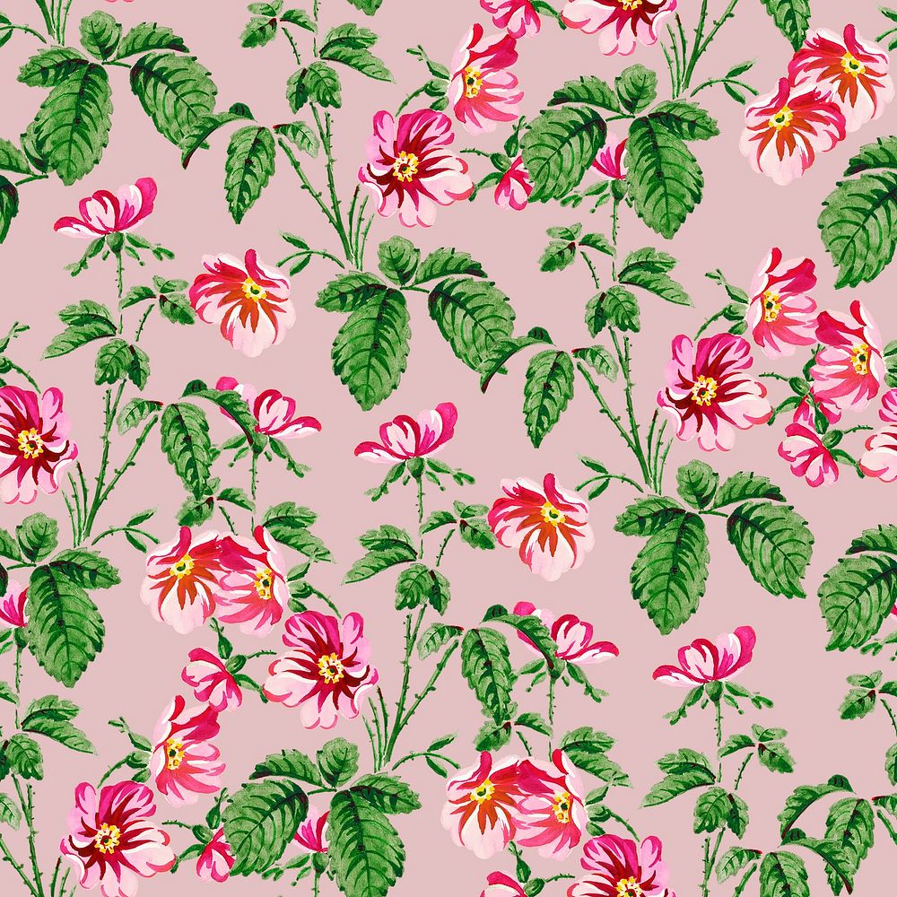 Psd wild rose pattern vintage | Premium PSD - rawpixel