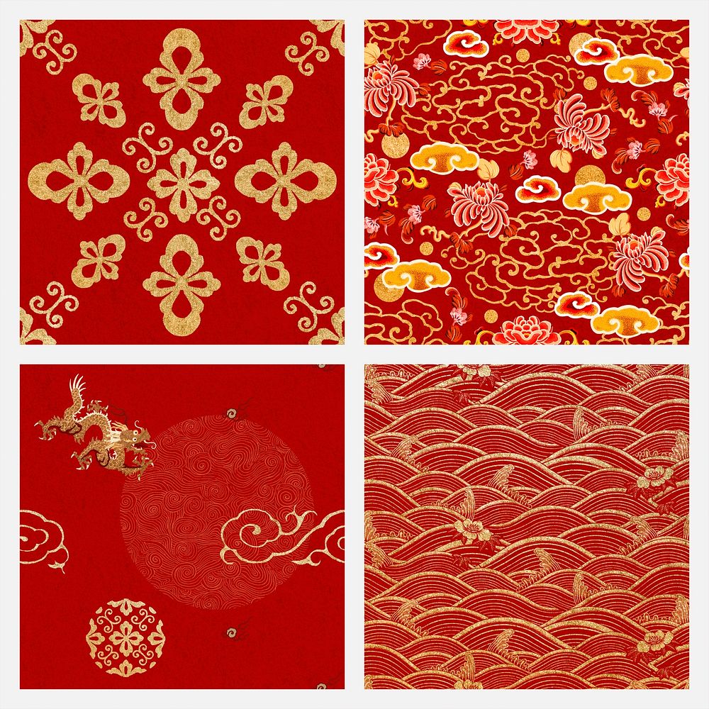 Psd gold Chinese pattern oriental | Premium PSD - rawpixel