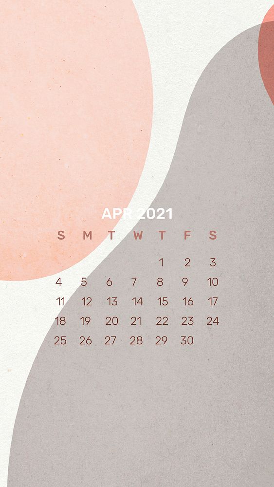 Calendar 2021 April phone wallpaper | Free Photo - rawpixel
