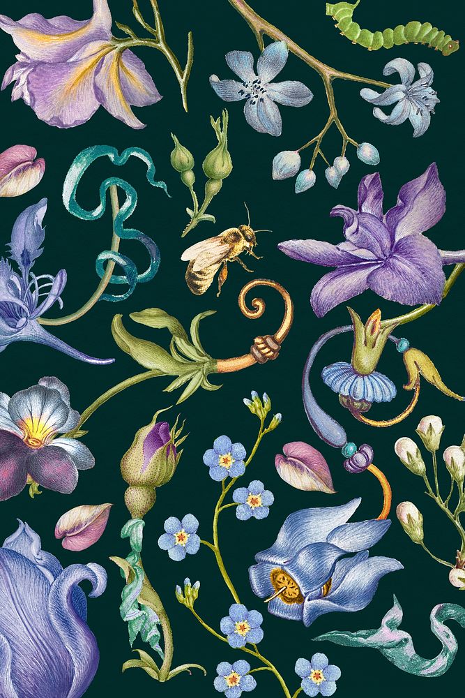 Aesthetic purple floral pattern on dark | Free Photo - rawpixel