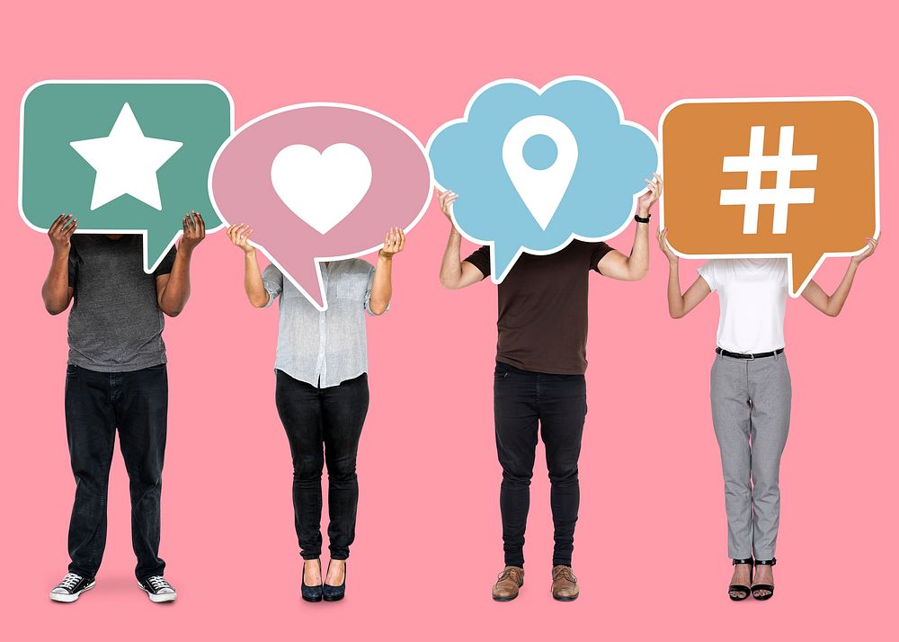 Diverse people holding social media | Photo - rawpixel