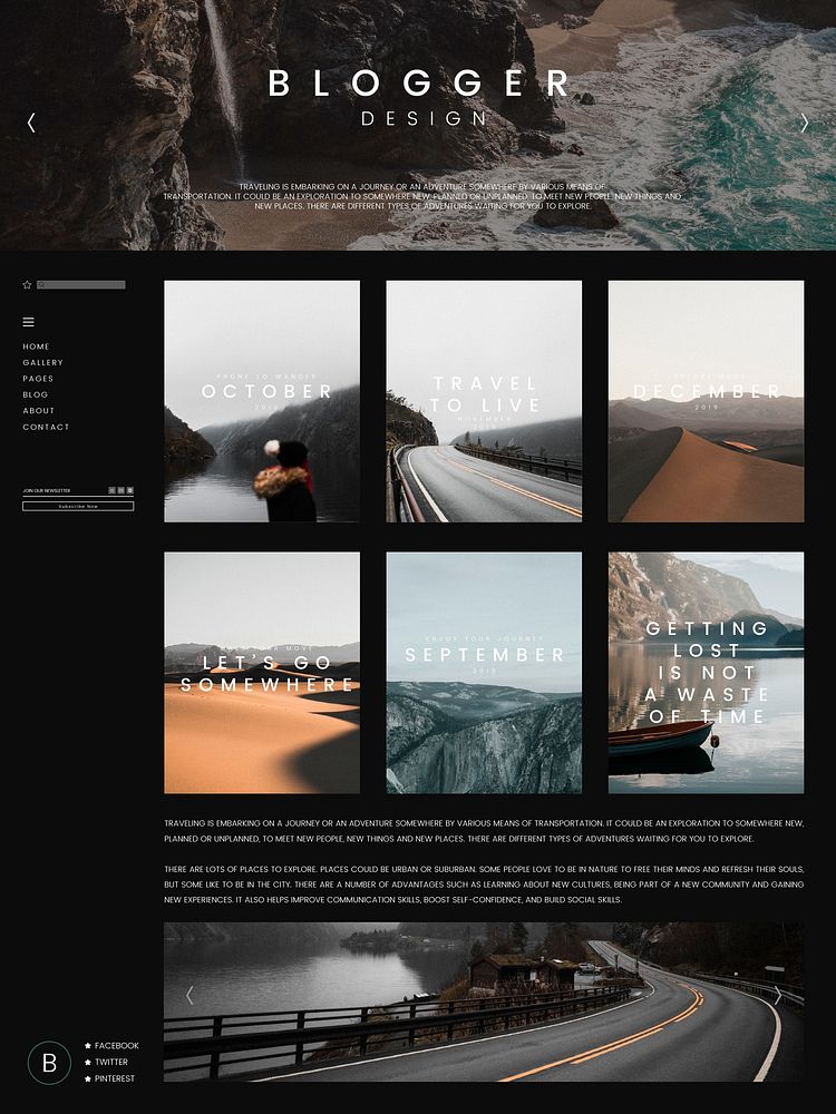 Travel blog first page template | Free Vector - rawpixel
