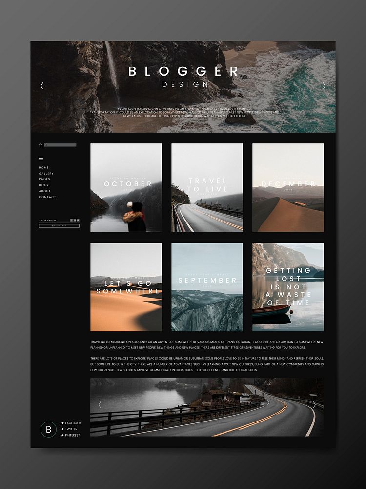 Travel blog first page template | Free Vector - rawpixel