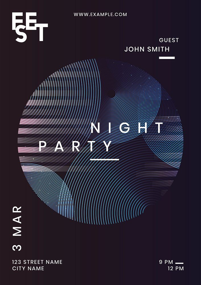 Night party poster design vector | Premium Vector Template - rawpixel