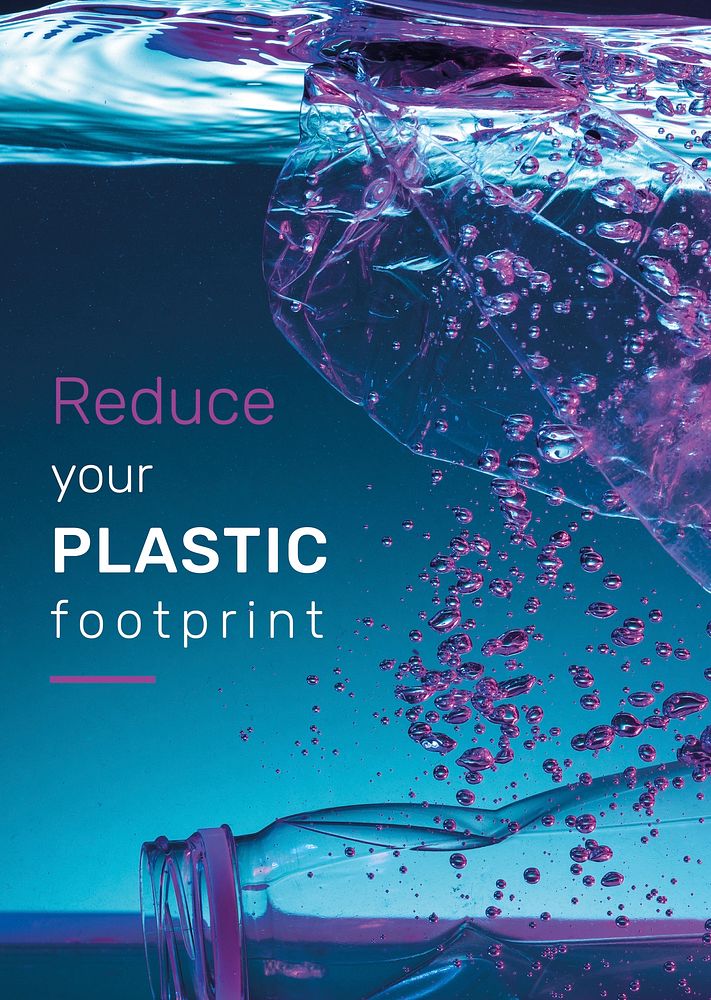 Reduce your plastic footprint poster | Free Vector Template - rawpixel