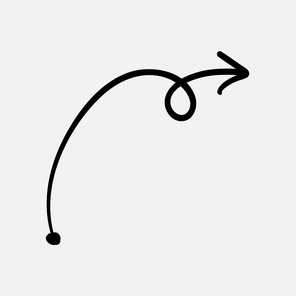Black arrow clipart, cursive design | Free Vector - rawpixel