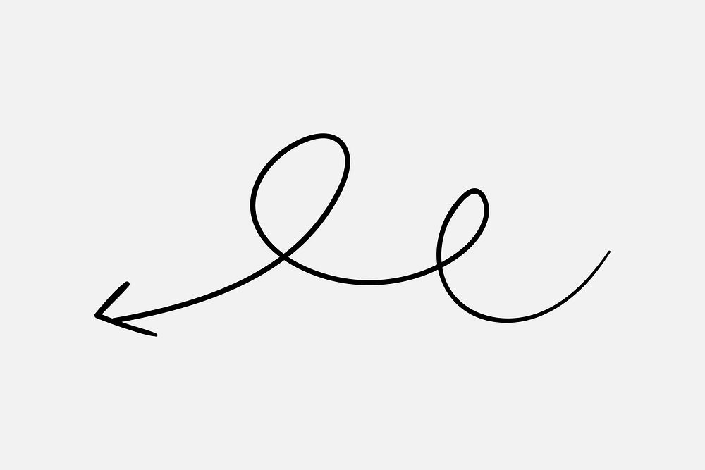 Black arrow clipart, cursive design | Free Vector - rawpixel