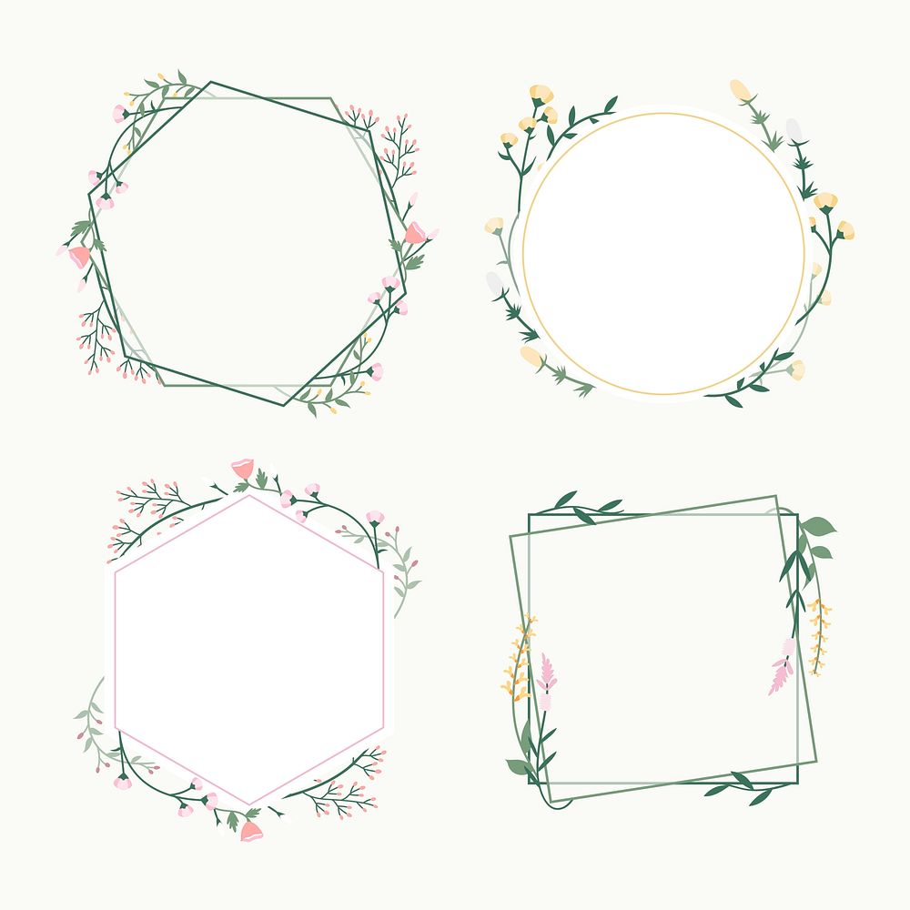 Set of floral frame vectors | Free Vector - rawpixel