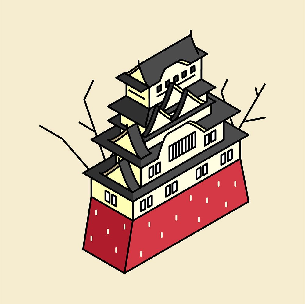 Illustration of Himeji castle in Japan | Free Vector Illustration ...