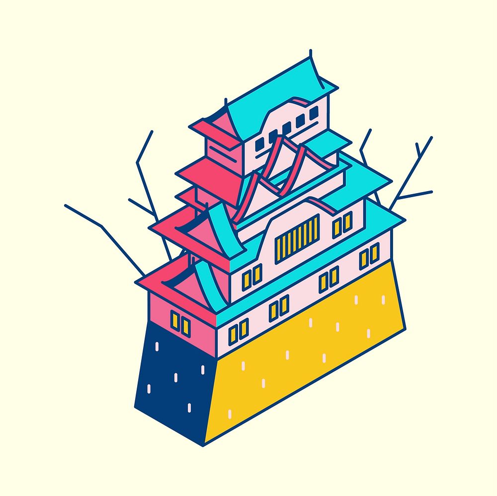 Illustration of Himeji castle in Japan | Free Vector Illustration ...