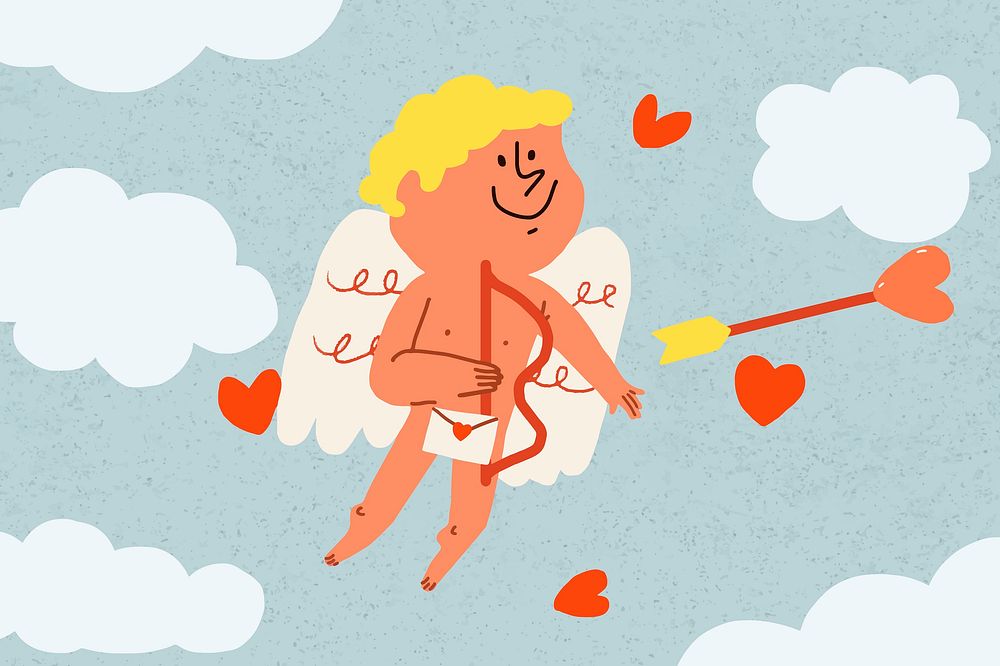 Blue cupid background, Valentine’s celebration | Premium Vector ...