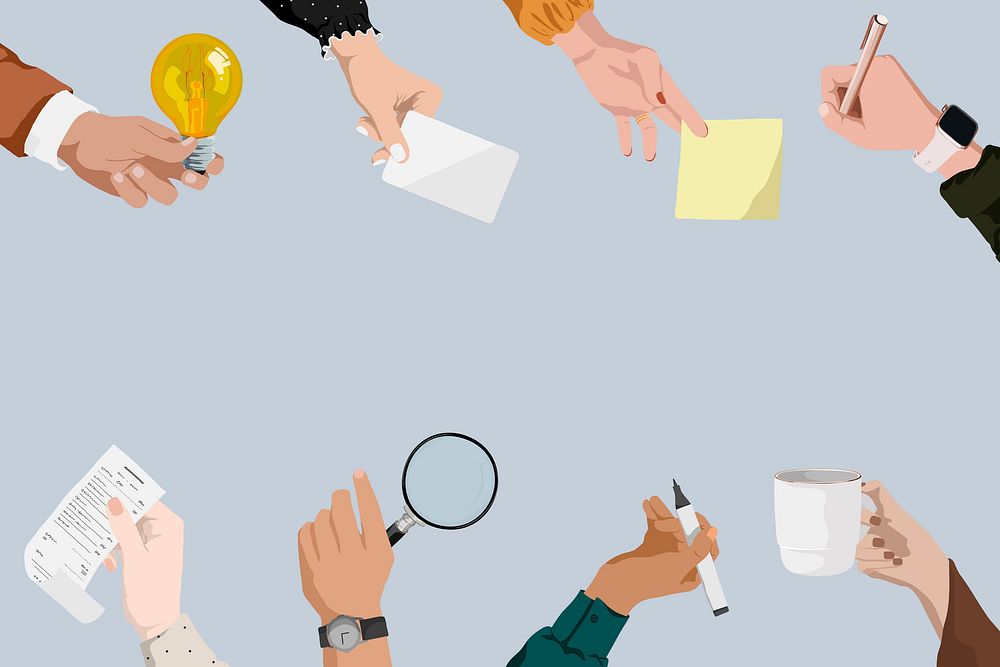 Business teamwork background, hands border | Vector Illustration - rawpixel