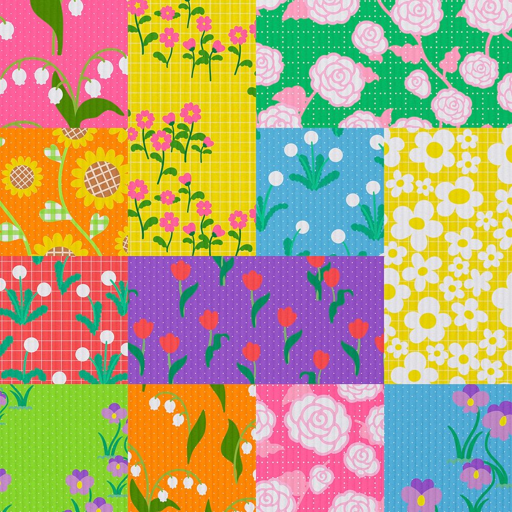 Floral patchwork pattern background, cute | Premium Photo - rawpixel