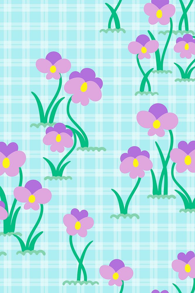Gingham flower background, kidcore spring | Free Photo - rawpixel