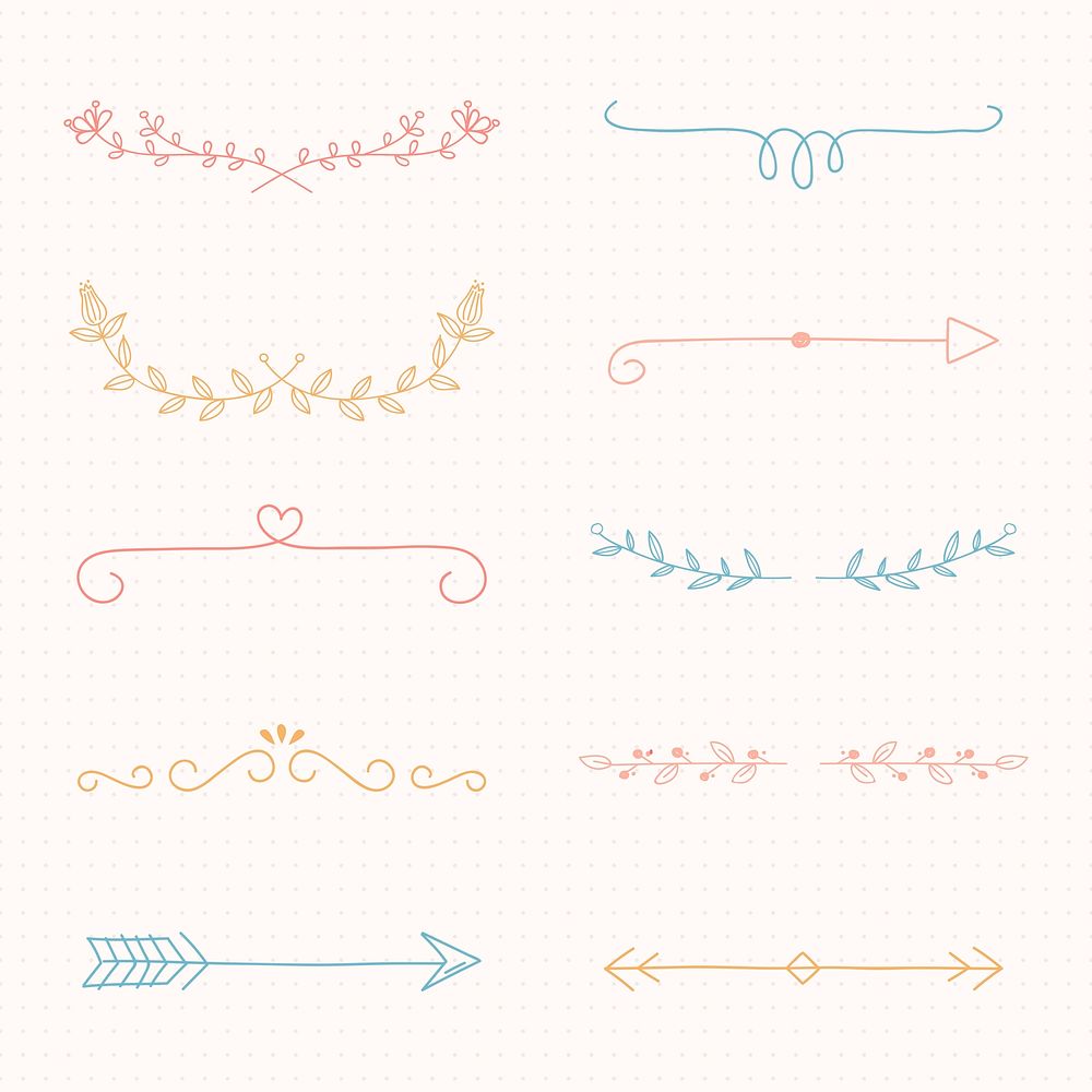 Cute divider elements, pastel doodle | Free PSD - rawpixel