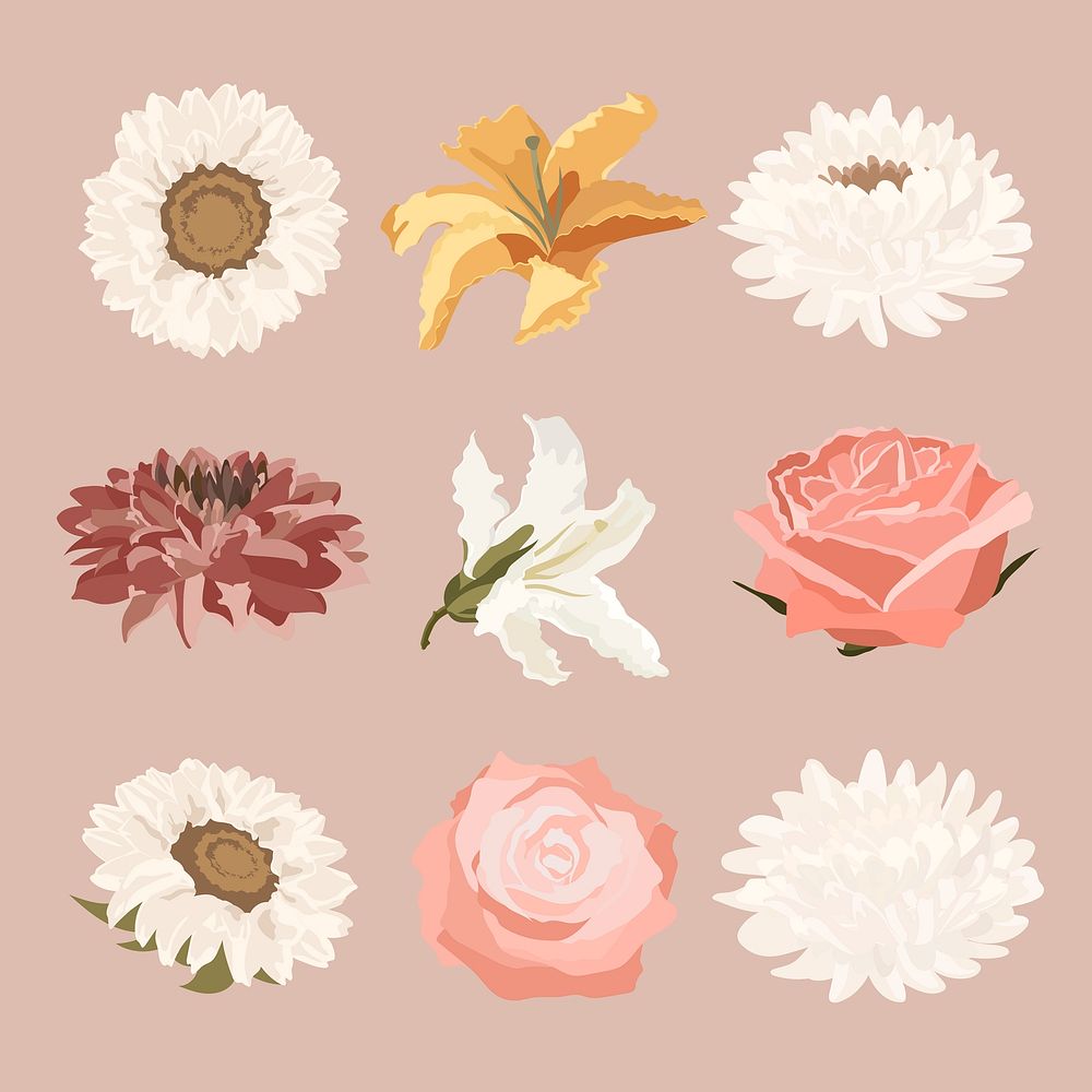 Pastel flower sticker, realistic botanical | Premium Vector - rawpixel