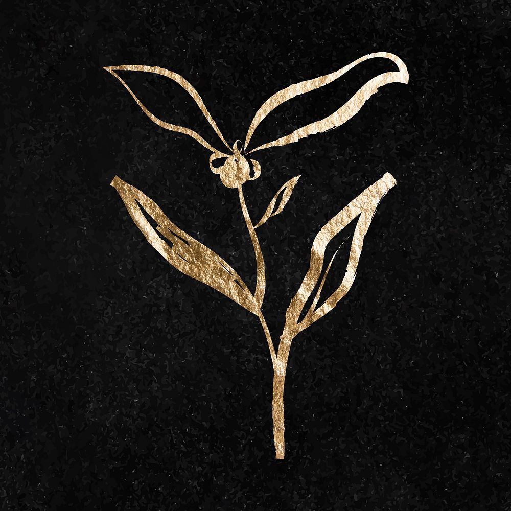 Flower sticker, gold aesthetic illustration | Free Vector Illustration ...