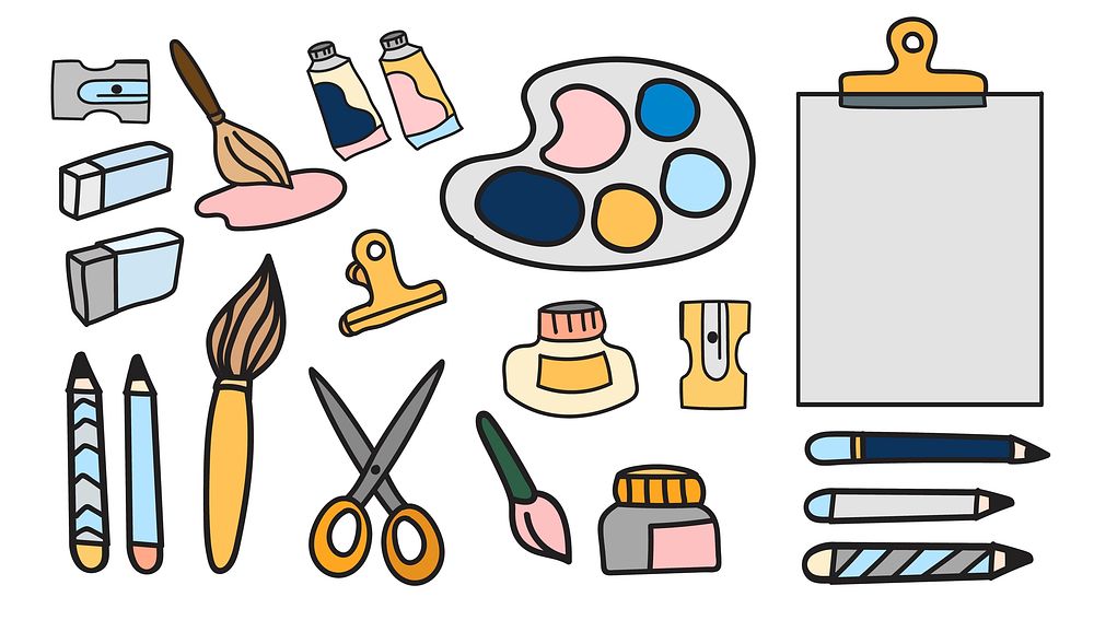 Vector set of art paints | Free Vector - rawpixel