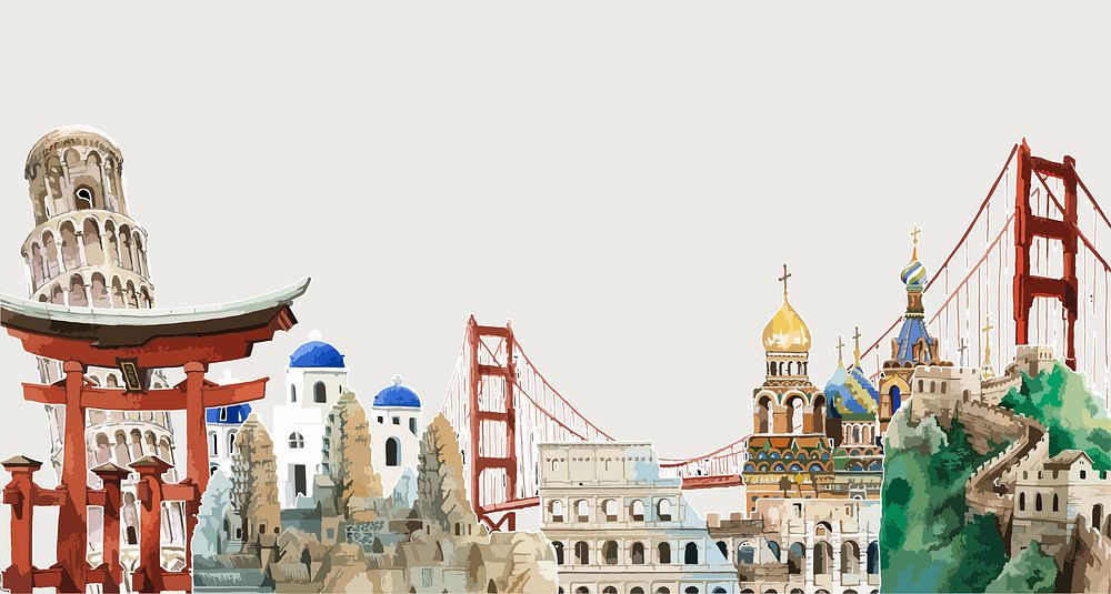 Collection of architectural landmarks around the world | Premium Vector ...