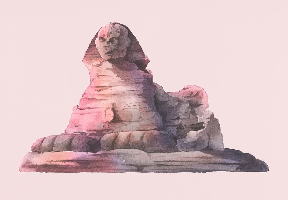The Egyptian Sphinx painted by watercolor | Premium Photo Illustration ...