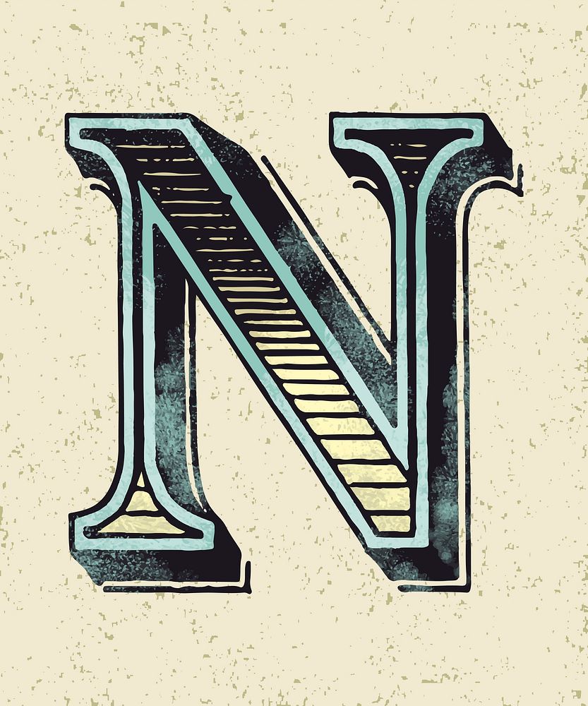 Capital letter N vintage typography | Free Vector - rawpixel
