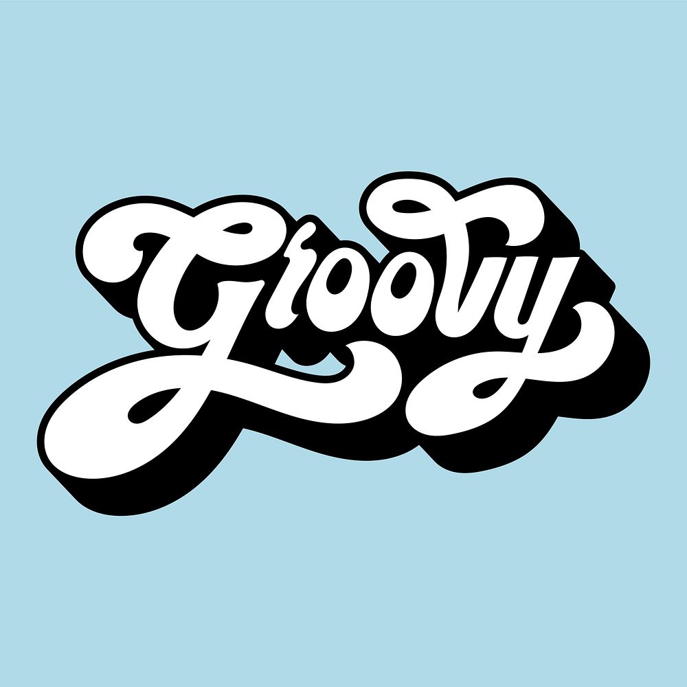 Groovy word typography style illustration | Free Vector - rawpixel