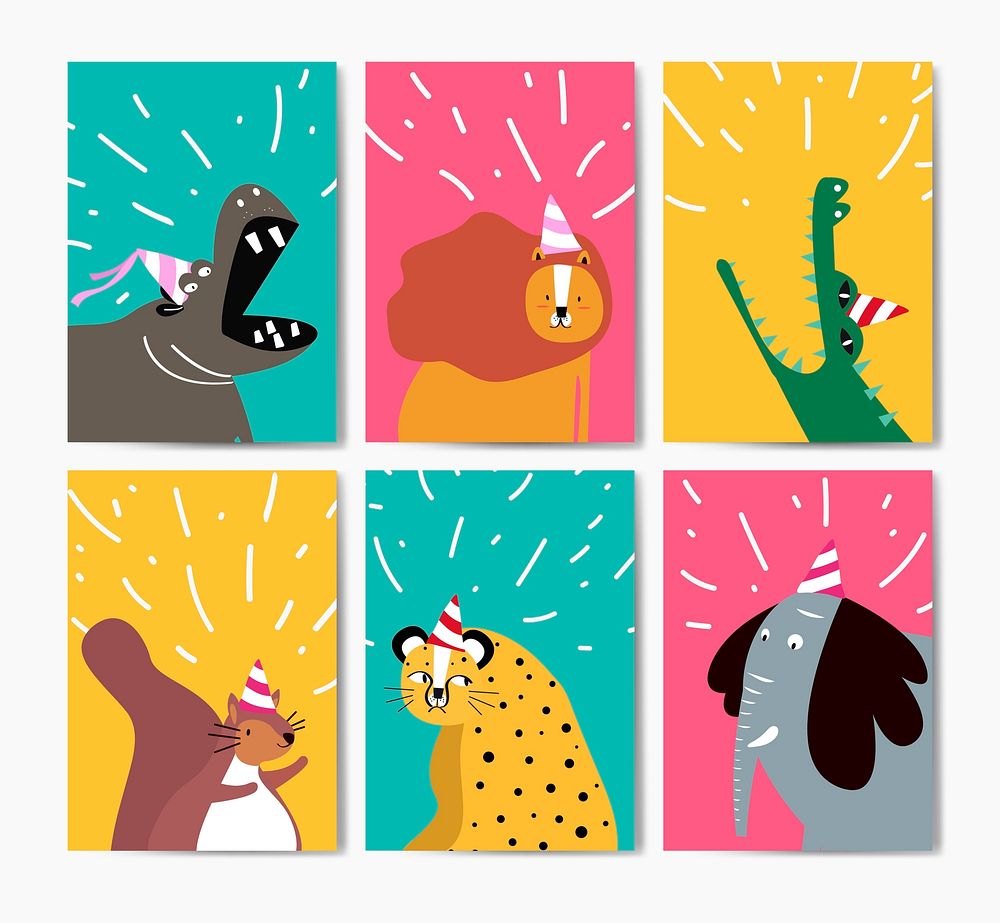 Collection of cute animals in party | Premium Vector - rawpixel
