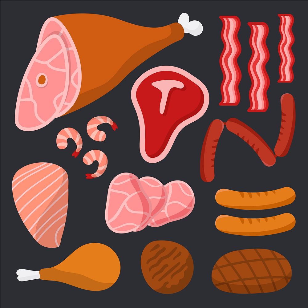 Meat vector pack on black | Premium Vector - rawpixel