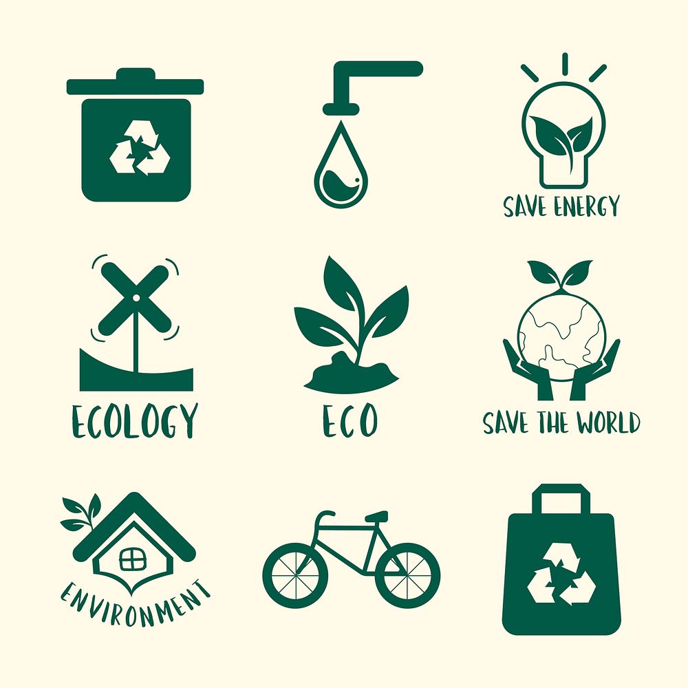 Environmental conservation symbol set illustration | Premium Vector ...