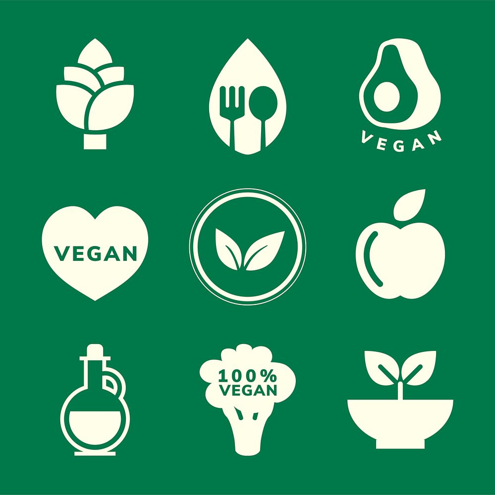 Collection of vegan icon vectors | Premium Vector - rawpixel