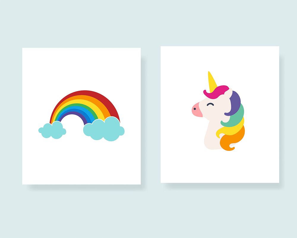 Colorful and cute posters illustration | Premium Vector - rawpixel