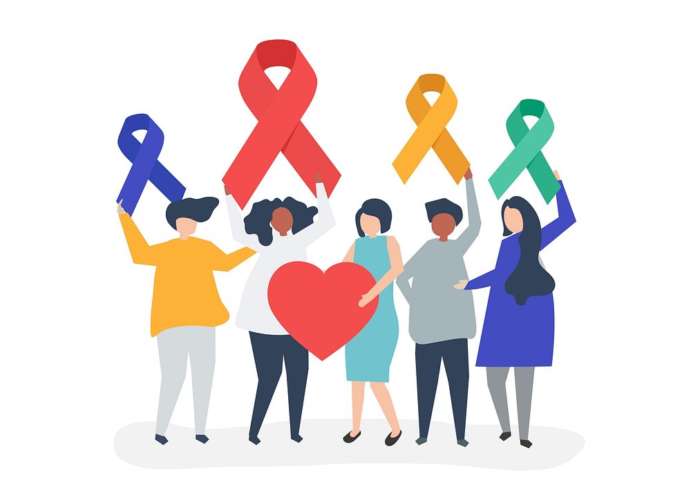 People holding different ribbons to support | Premium Vector - rawpixel