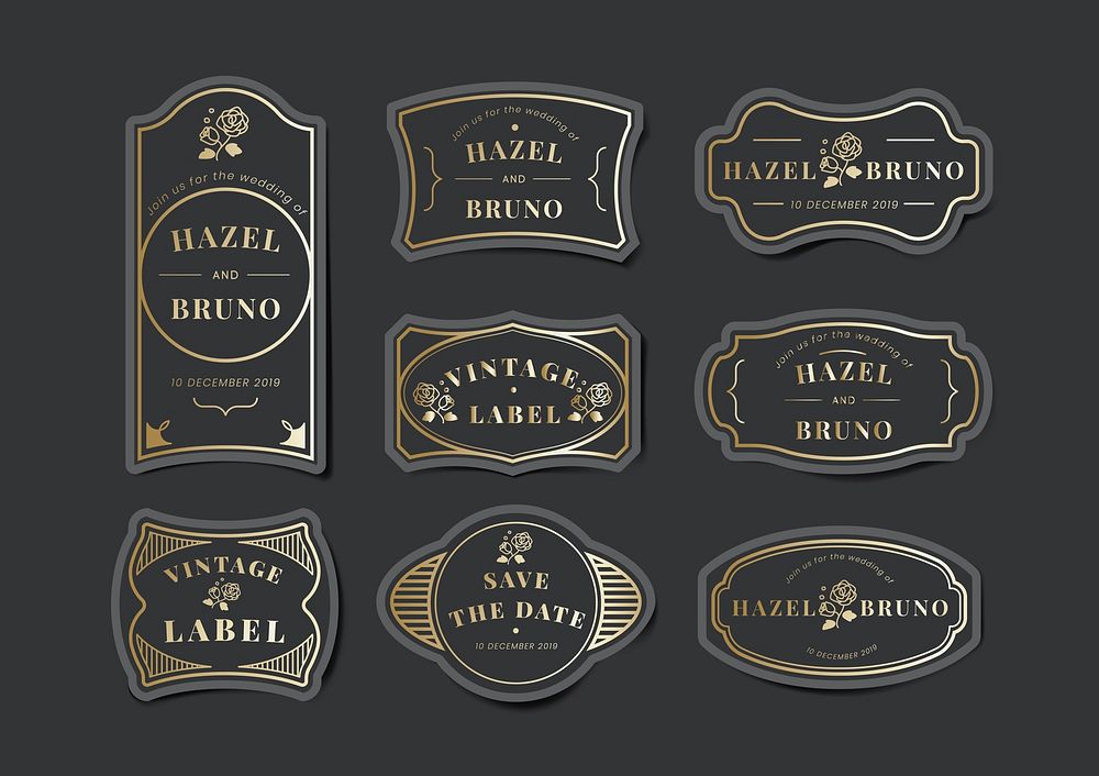 Vintage wedding invitation label vector | Premium Vector - rawpixel