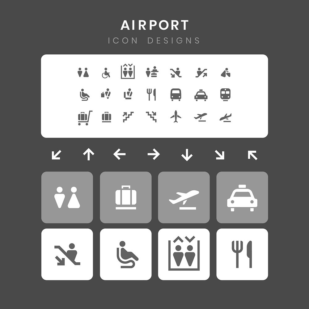 Airport service signs vector set | Free Vector - rawpixel