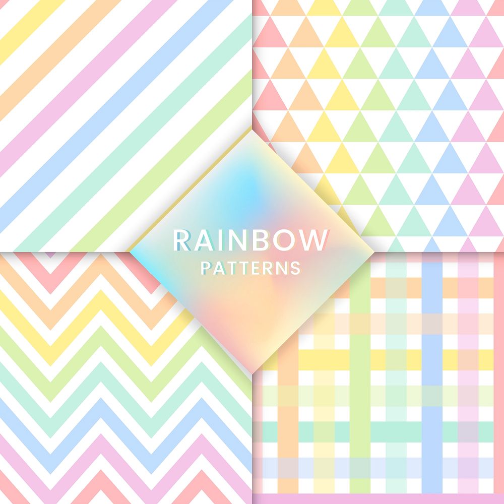 Colorful rainbow patterns vector set | Free Vector - rawpixel
