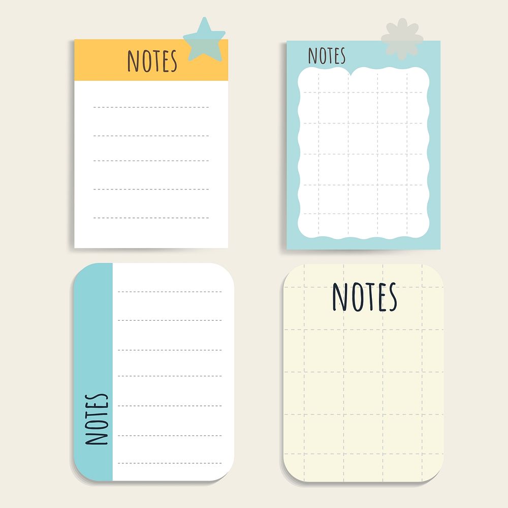 Cute note papers vector set | Free Vector - rawpixel